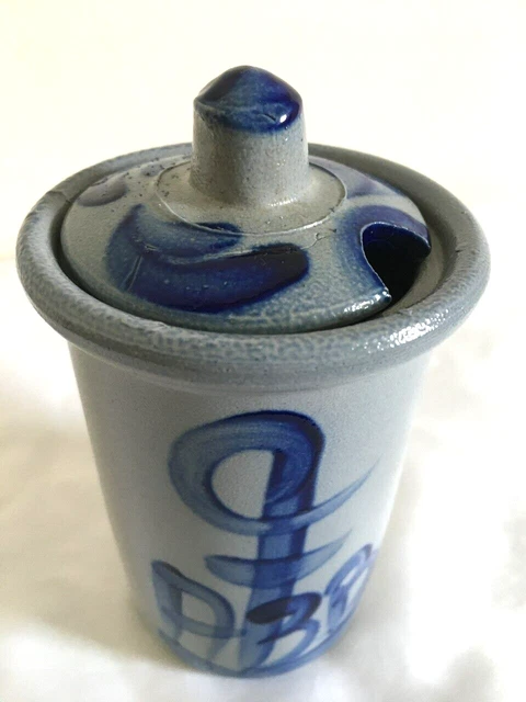 GREY / BLUE Pottery Sugar, Honey or Jam Pot with Lid EUR 8,37 - PicClick DE