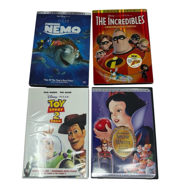 DISNEY PIXAR DVD Lot 5 Movie Bundle Toy Story 1 & 2 Nemo Snow White ...