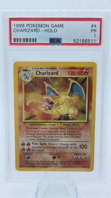 PSA 1 CHARIZARD Holo Base Set 1999 WOTC 4/102 Pokemon Trading Card Game PSA1 $237.50 - PicClick AU