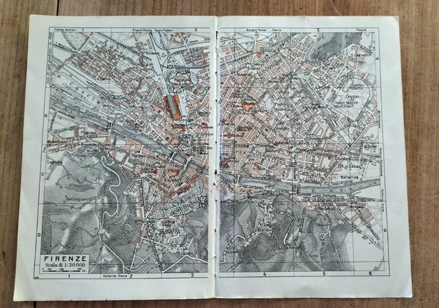 1939 VECCHIA CARTA pianta o piantina. città di FIRENZE Toscana C.T.I ...