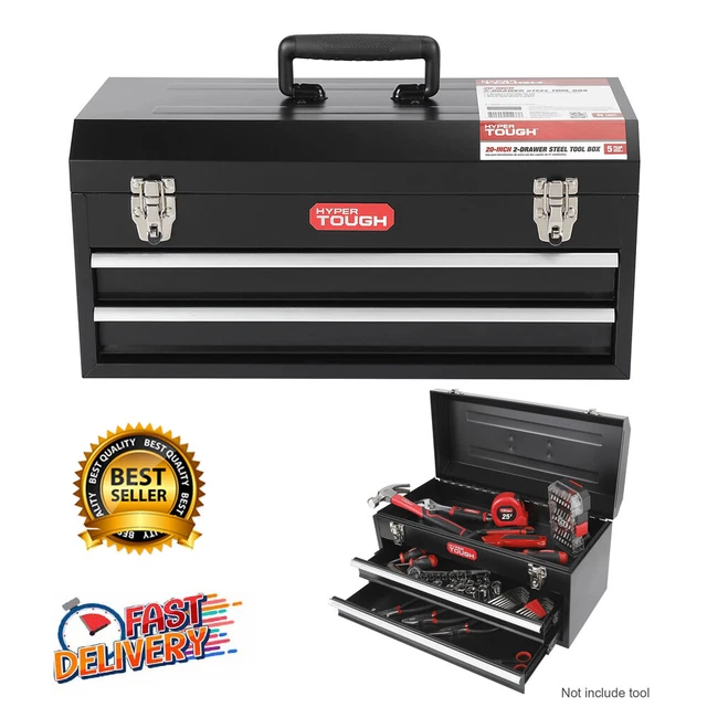 20-INCH 2-DRAWER TOOL Storage Box Tool Chest with Flip-Up Lid Garage ...