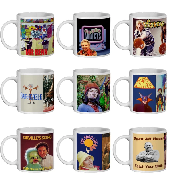 BRITISH TV MUGS Retro 70s 80s Cult Classic Funny Custom Cup Designs Mum ...