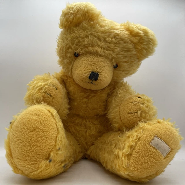 LARGE VERY HUGGABLE Vintage Yellow Teddy Bear Cuddly Toy 70s 80s Retro ...