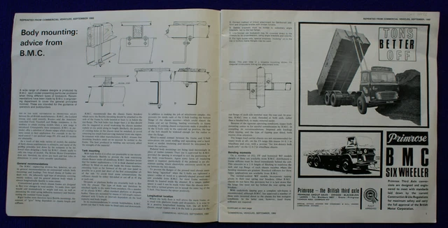BMC AUSTIN MORRIS Chassis Truck Lorry Data Specification Brochure 1966 £47.48 - PicClick UK