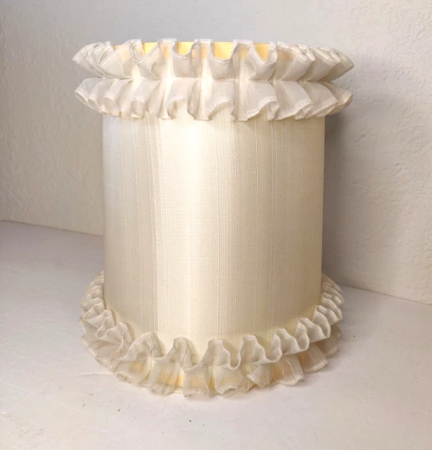 VINTAGE BOUDOIR LAMP Shade Beige Ruffled Cylinder Clip On £17.08 ...