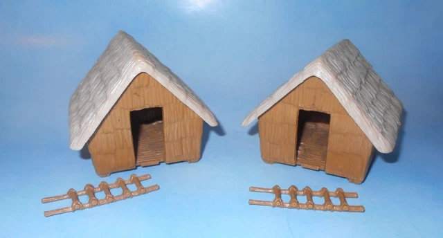 VINTAGE 1950-60S MARX Jungle Play Set Hard Plastic Huts with Ladders $8 ...