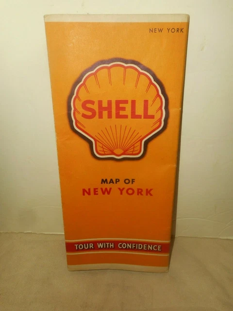 SHELL GAS SERVICE Station 1941 Map of NEW YORK Highway Road Maps H M ...