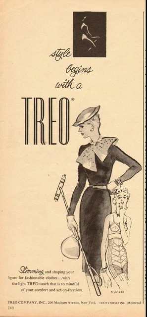 1955 VINTAGE FASHION ad, TREO Girdles and Foundations.-021613 $11.12 ...