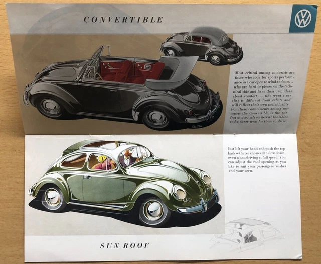 ORIGINAL PROSPEKT VW Volkswagen Käfer Ovali Cabrio, 1956 US englisch ...