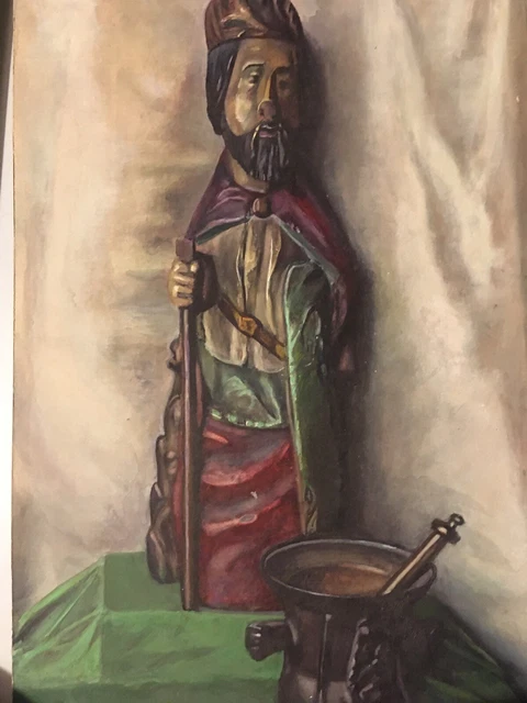 ALBERT JARACH 1952 Still Life Mortar Statue Cardboard Gouache Painting ...