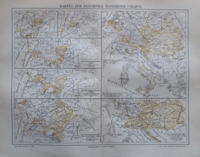 HISTORY OF AUSTRIA-HUNGARY 1896 historical map antique map Osztrák ...