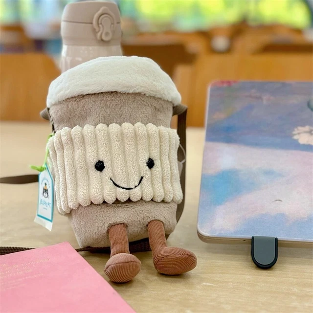 NEW JELLYCAT AMUSEABLE Coffee To Go Bag Charm Keyring Key Chain Beige ...