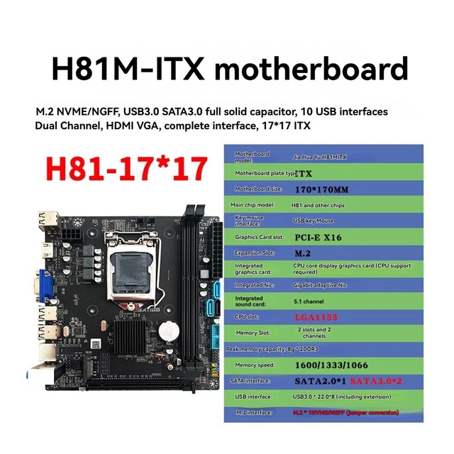 H81M ITX MOTHERBOARD Desktop PC Laptop LGA 1150 DDR3 16GB M.2 NVME SDD USB9515 £30.77 - PicClick UK