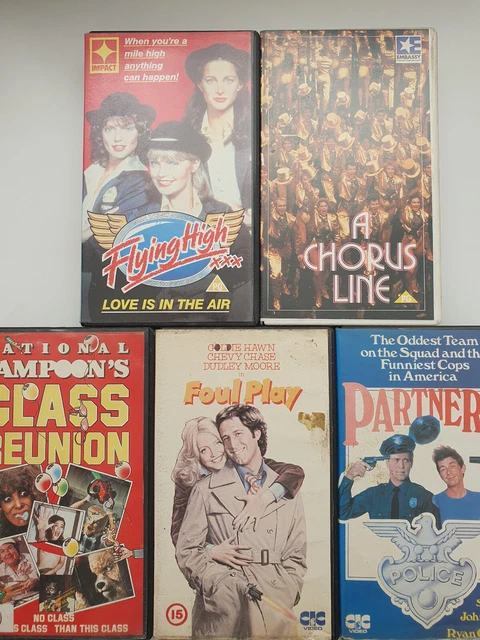 5 PRE CERT VHS Videos Partners, Foul Play, Class Reunion Flying High ...