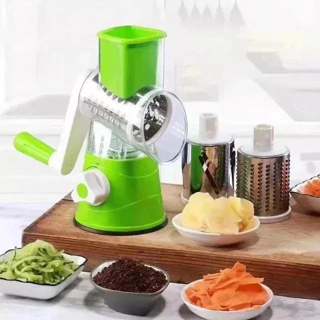 3-IN-1 ROTARY VEGETABLE Slicer Cheese Grater Manual Hand Crank with 3 ...