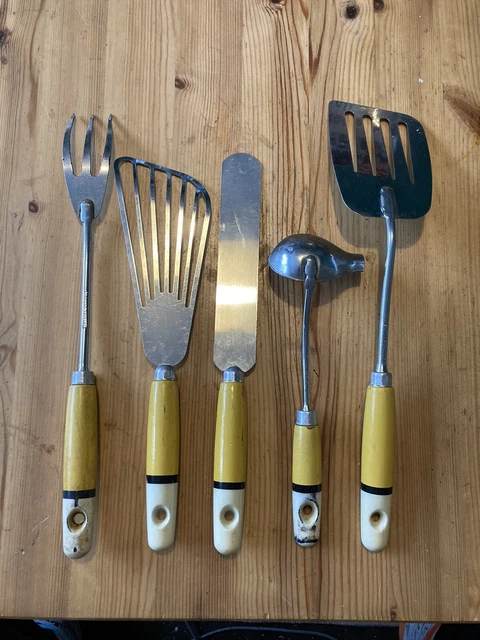 VINTAGE YELLOW SKYLINE kitchen utensil set £30.00 - PicClick UK
