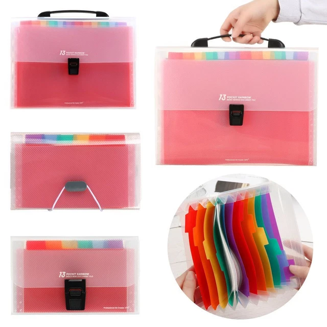FILE CASE PLASTIC Paper Organizer File Folder Document Bag 13 Pockets ...