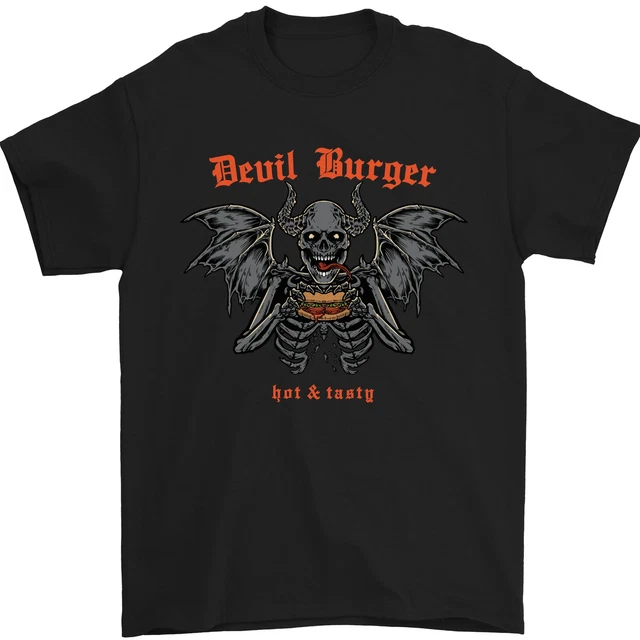 DEVIL BURGER DÉMON Satan Faucheuse BBQ T-Shirt Pour Hommes 100% Coton ...