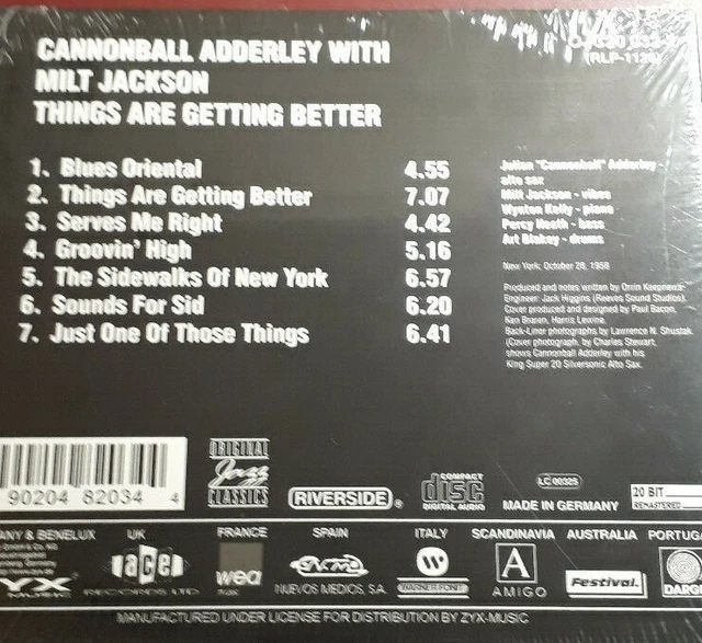 CANNONBALL ADDERLEY / Laitance Jackson-Things Are Getting Better CD ...