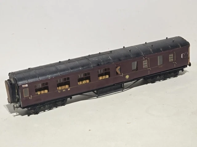 CHARMING KIT BUILT Pre War Era O Gauge Lms Maroon 5461 Carriage Coach £ ...