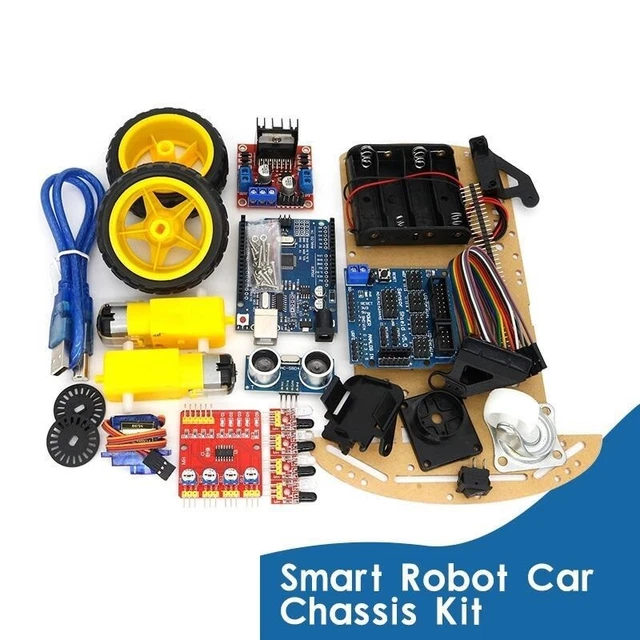 SMART ROBOT CAR Chassis Kit Ultrasonic Module Motor Speed Encoder Battery Box EUR 36,24 ...