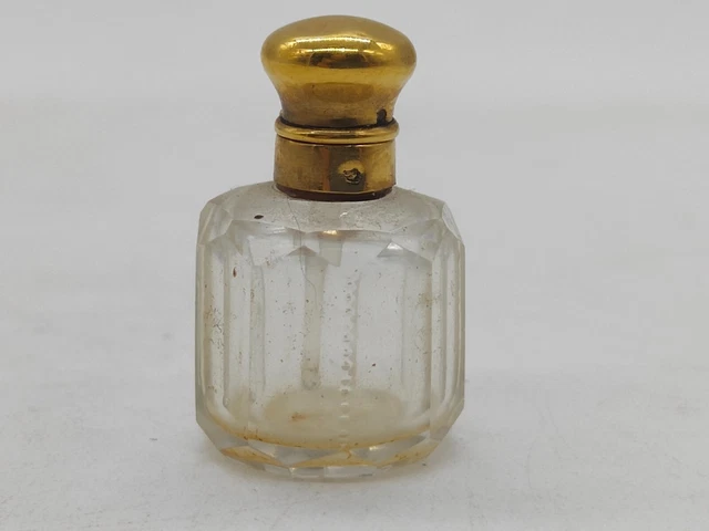 PETIT FLACON A SEL OU PARFUM EN CRISTAL ET BOUCHON EN OR MASSIF SOLID ...