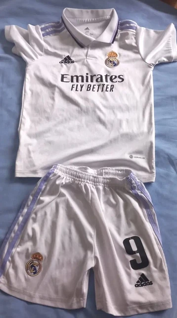 ADIDAS REAL MADRID (Unofficial)BENZEMA 9 WHITE FOOTBALL KIT KIDS EU24 8 ...