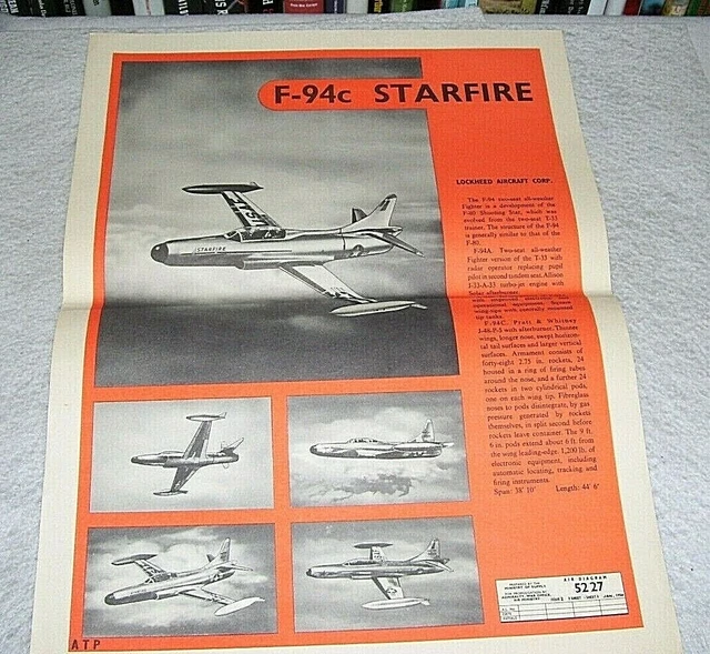 LOCKHEED F-94C STARFIRE Cold War Aircraft Id 1956 Recognition Poster ...
