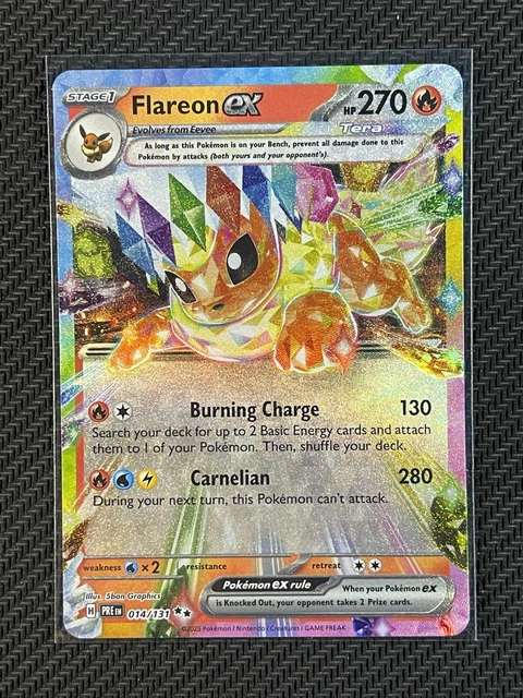 POKÉMON CARDS FLAREON Ex Prismatic Evolutions S&V Ultra Rare 14/131 $26 ...