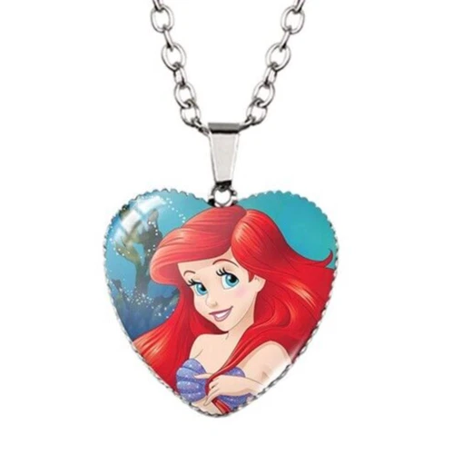 THE LITTLE MERMAID Ariel Necklace Heart Pendant Charm Jewellery Disney ...