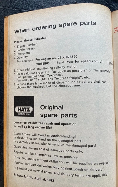 HATZ DIESEL SPARE Parts list ES71,E71,ES75,E75,ES79,E79,ES780,E780,ES785,E785. £5.95 - PicClick UK