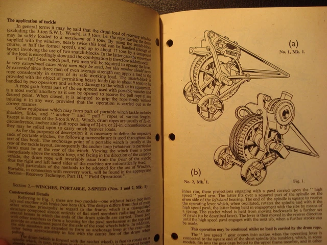 BRITISH ARMY MILITARY Recovery Vehicle Winch Manual 1945 History REME £ ...