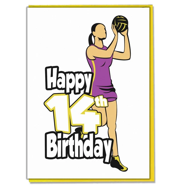 FEMALE NETBALL PLAYER 14th Birthday Card - Girls Teenager Daughter ...