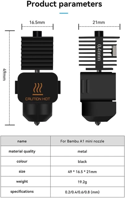 FOR BAMBU LAB A1/A1 Mini Removable Hotend Kit Fast Speed Hotend ...