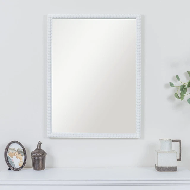 RECTANGLE WHITE BOBBIN Bobble Wall Mirror 62cm x 82cm farmhouse modern ...