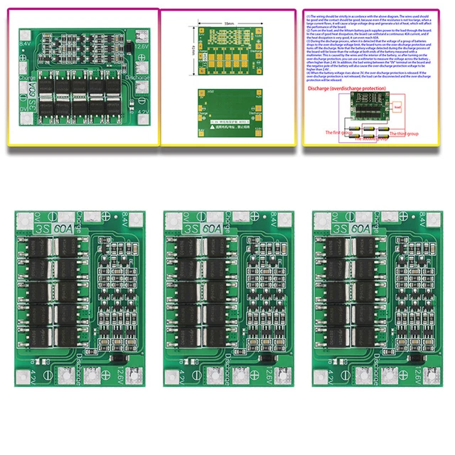 1/2/3/4/5/10X 3S 60A BMS PCB Protection Board Enhanced For 18650 Li-ion ...