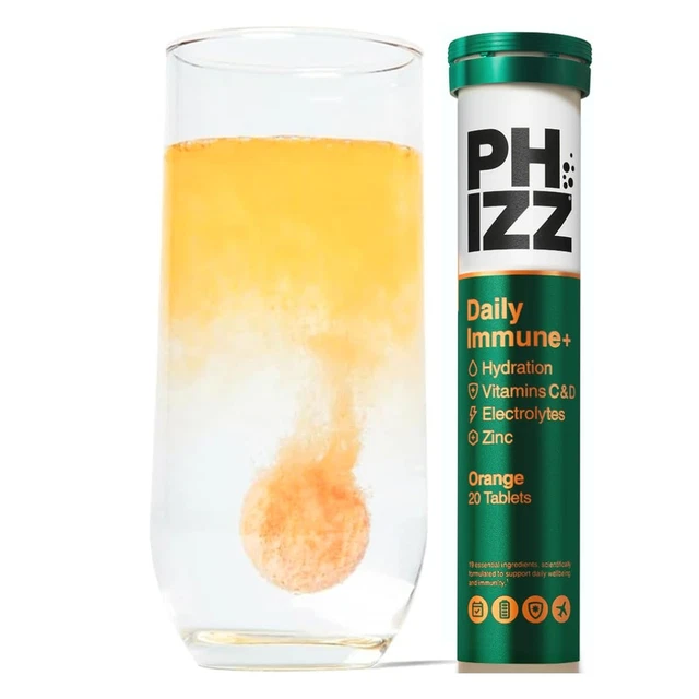 PHIZZ DAILY IMMUNE+ Orange Hydration, Immunity, 20 count (Pack of 1), £ ...