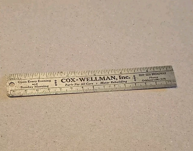 VINTAGE OAKLAND CA. Cox-Wellman AUTO SUPPLY Motor Rebuilding 6” Steel ...