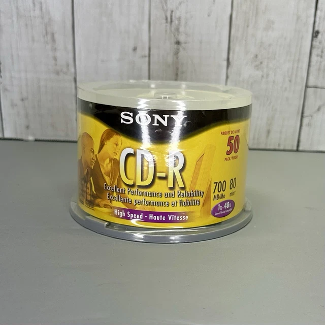 SONY CD-R BLANK Recordable CD Disc 50 Pack 700MB 1-48X SEALED 80 ...