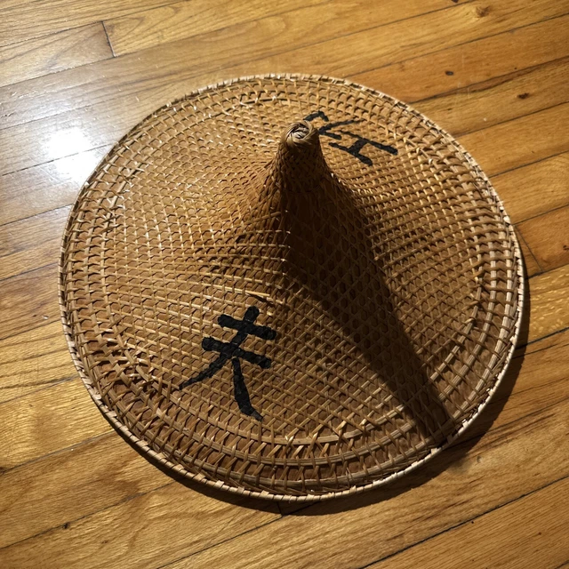 VINTAGE ASIAN SUN Hat Conical Bamboo Rice Paddy Gardening $55.00 - PicClick
