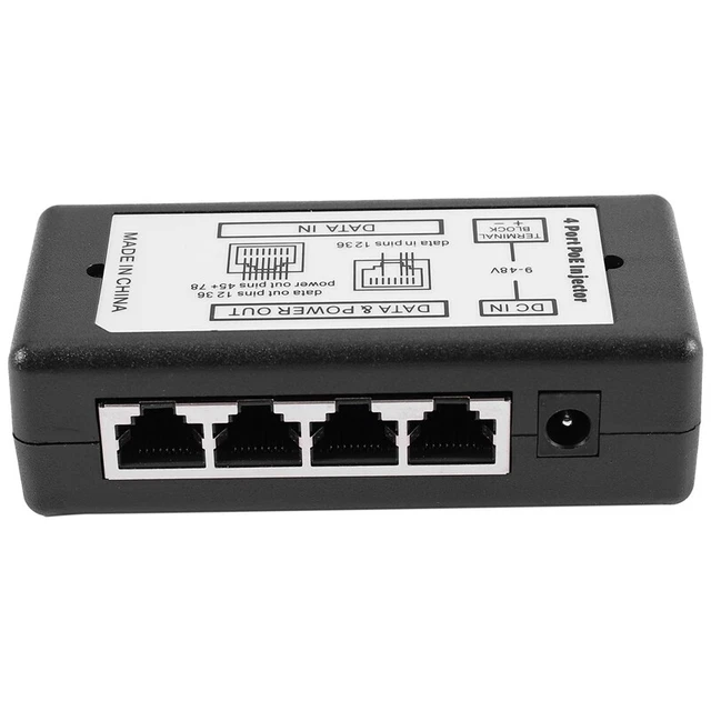 2X(4 PORT POE Injector Poe Adapter Ethernet Supply Pin 4,5(+)/7,8 ...