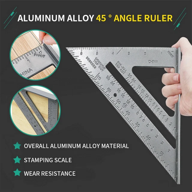 7& ALUMINUM SPEED Square Triangle Angle Protractor Ruler Woodworking 18 ...