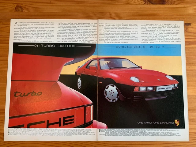 RARE ORIGINAL MODERN Classic PORSCHE 911 TURBO 928 FRAMEABLE CAR ADVERT ...