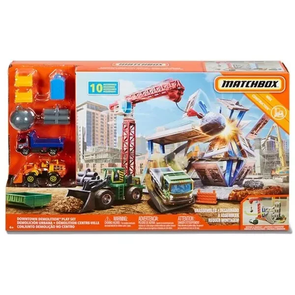 MATCHBOX DOWNTOWN DEMOLITION Construction Site with Vehicles Playset ...