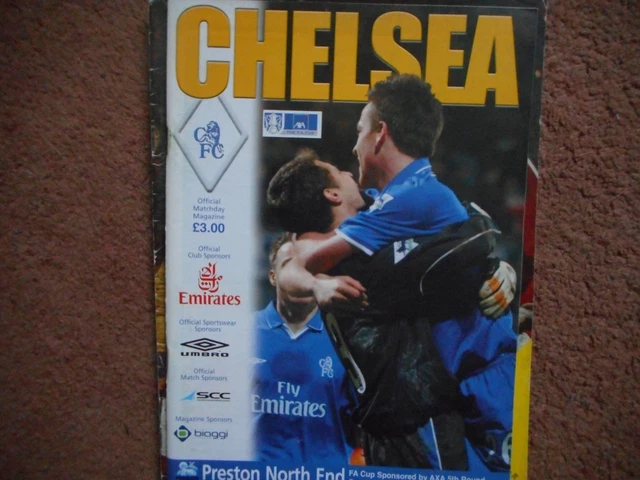CHELSEA V PRESTON North End PNE 17th February 2002 FA Cup 5th Rd 01/02 ...