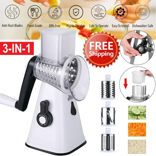 ROTARY FOOD SLICER Chopper Cheese Grater Fruit Vegetable Shredder ...