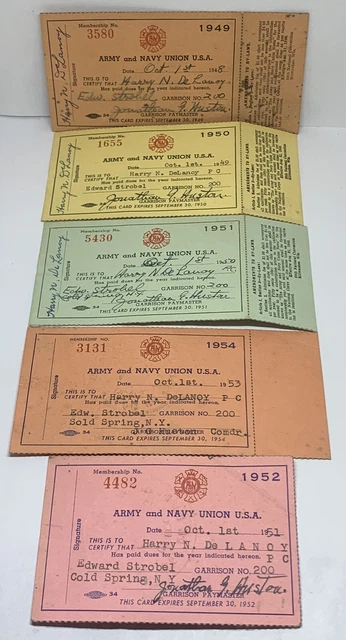 LOT OF VINTAGE Army Navy Union Member ID Cards Veterans Korean War Era ...