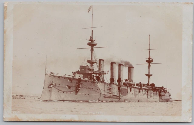HMS POWERFUL (1895) Royal navy Protected Cruiser RP Postcard £6.99 ...