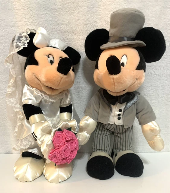 DISNEY MICKEY AND Minnie Mouse Bride & Groom 12” Plush Set Wedding ...