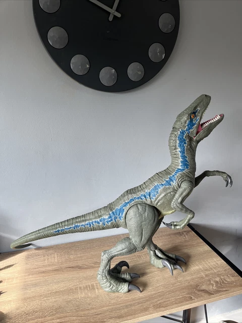 JURASSIC WORLD DINOSAUR Super Colossal Velociraptor Blue Figure Giant ...